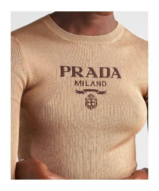 Prada Cropped Silk Logo Pullover