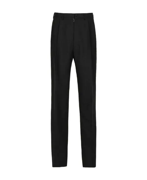 MAISON MARGIELA High-waisted Pleated Trousers With Belt Ring - Black