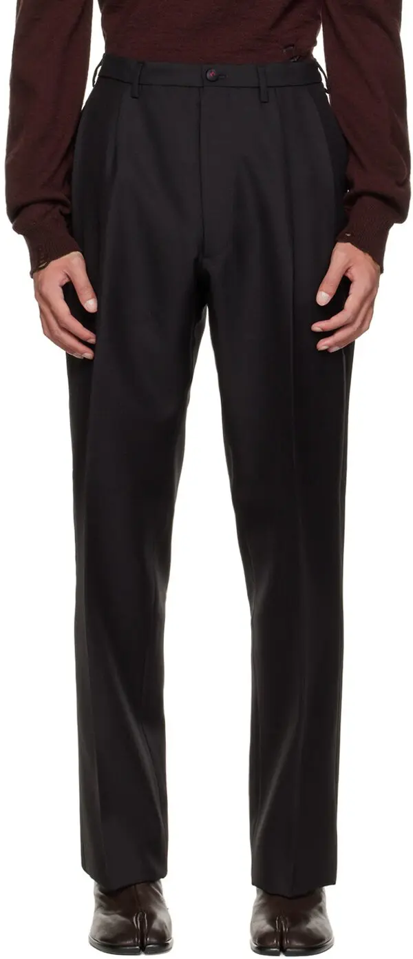 MAISON MARGIELA High-waisted Pleated Trousers With Belt Ring