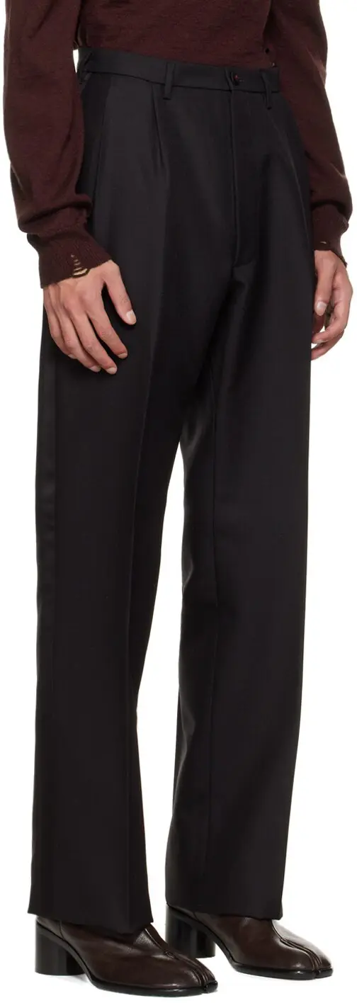 MAISON MARGIELA High-waisted Pleated Trousers With Belt Ring