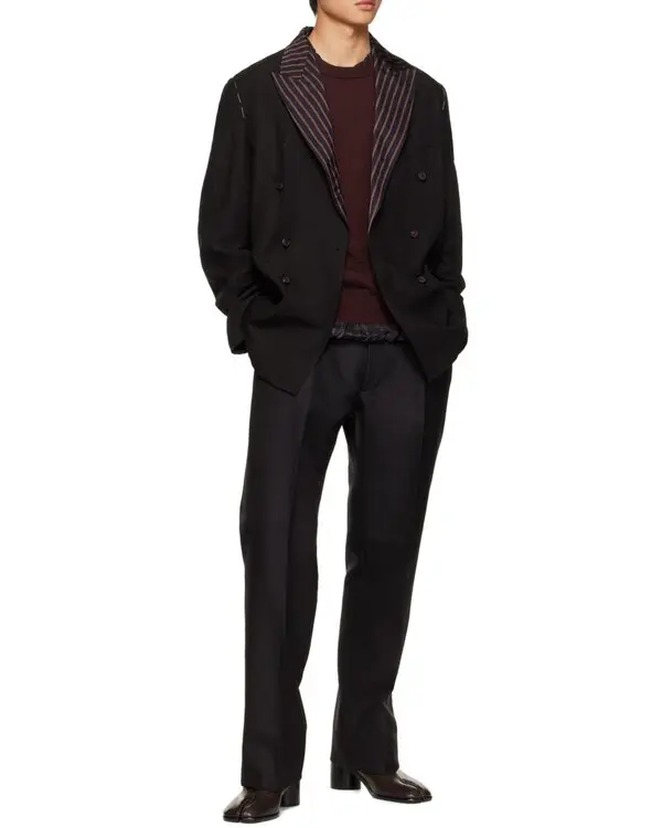 MAISON MARGIELA High-waisted Pleated Trousers With Belt Ring