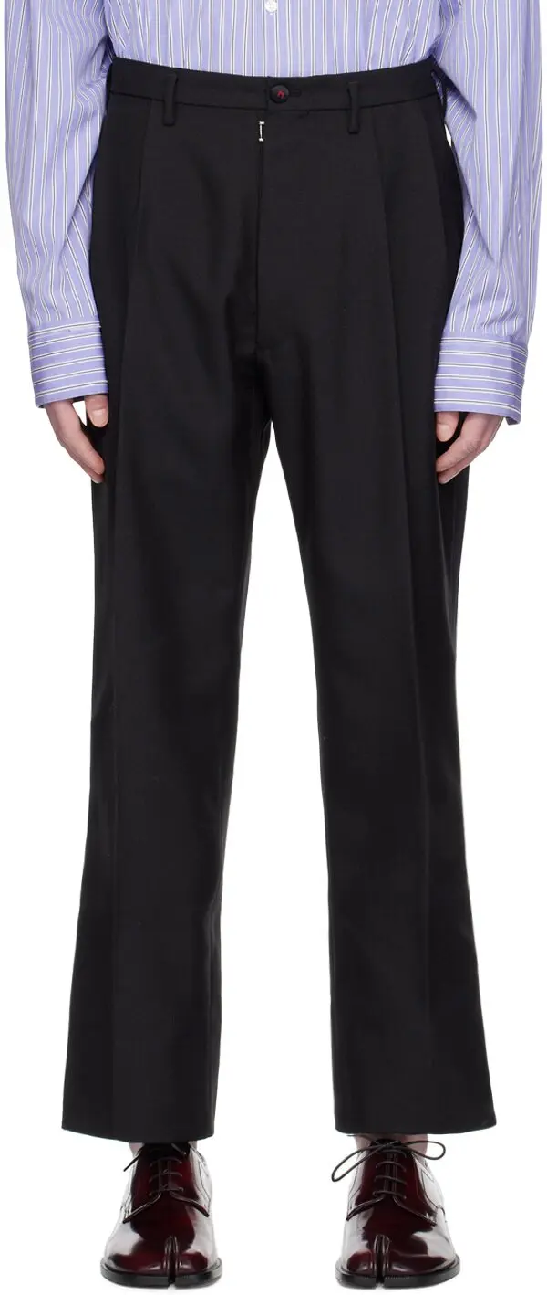 MAISON MARGIELA High-waisted Pleated Trousers With Belt Ring