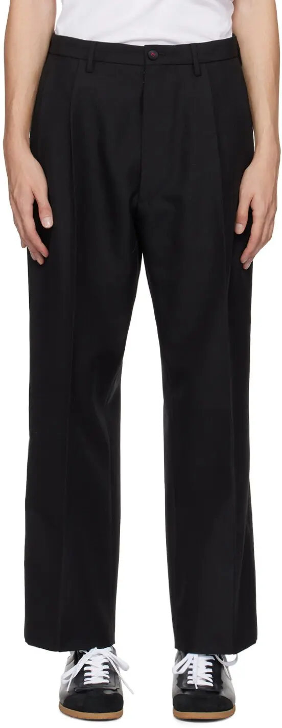 MAISON MARGIELA High-waisted Pleated Trousers With Belt Ring