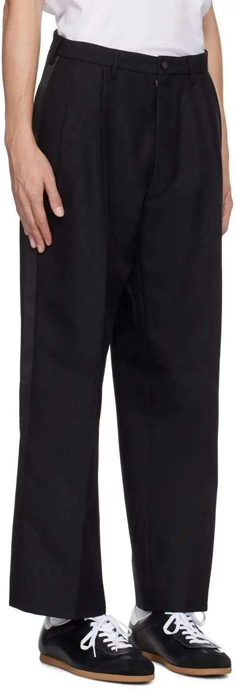 MAISON MARGIELA High-waisted Pleated Trousers With Belt Ring