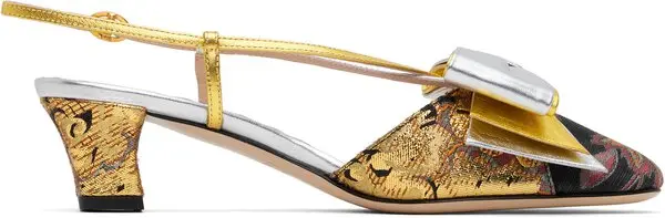 Valentino Garavani Bow Detailing Block Heel Slingback Pumps