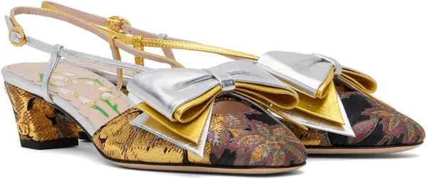Valentino Garavani Bow Detailing Block Heel Slingback Pumps