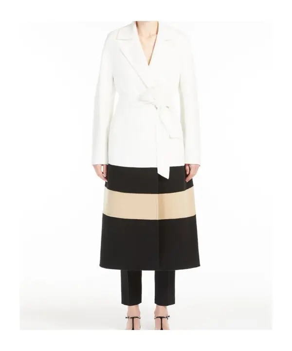 Max Mara Arena Belted Panelled Coat - White