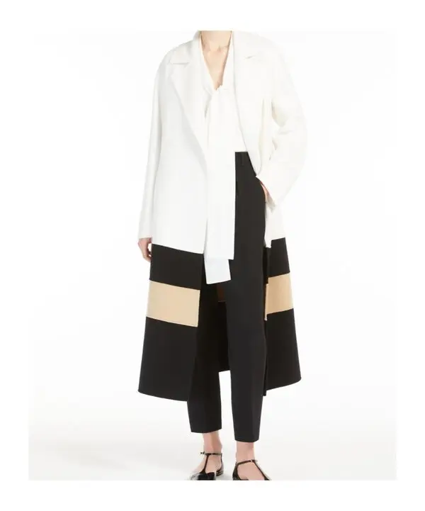 Max Mara Arena Belted Panelled Coat - White