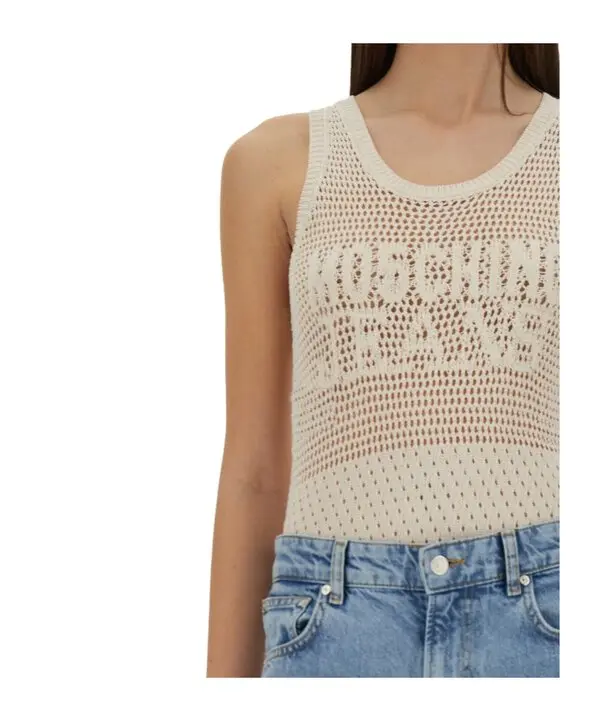 Moschino Crocheted Logo Tank Top - Ivory