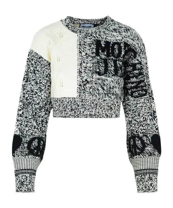 Moschino Logo Intarsia Cropped Jumper