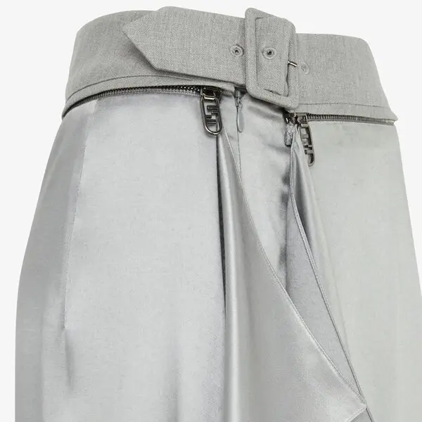 Fendi Belted Ruffled Midi Skirt - Grey