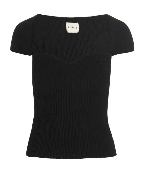 Khaite Ribbed Knit Top - Black