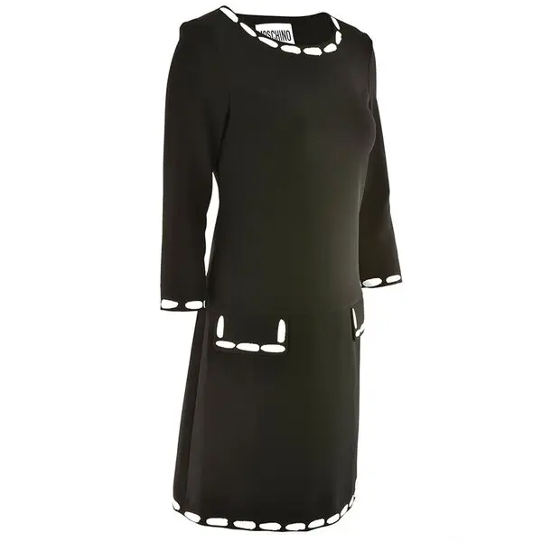 Moschino Round Neck Long Sleeve Dress With Contrast Trim