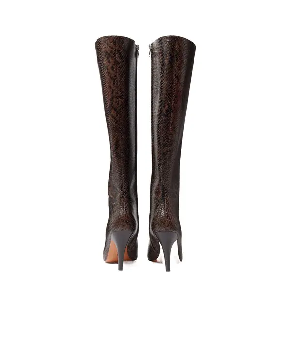 Stella McCartney Square-toe Snake Knee-high Stiletto Boots