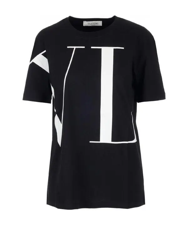 Valentino Garavani Vltn Logo Printed Crewneck T-shirt - Black