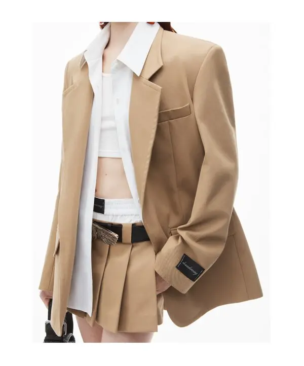 Alexander Wang Single-breasted Blazer With Layered Logo Patch