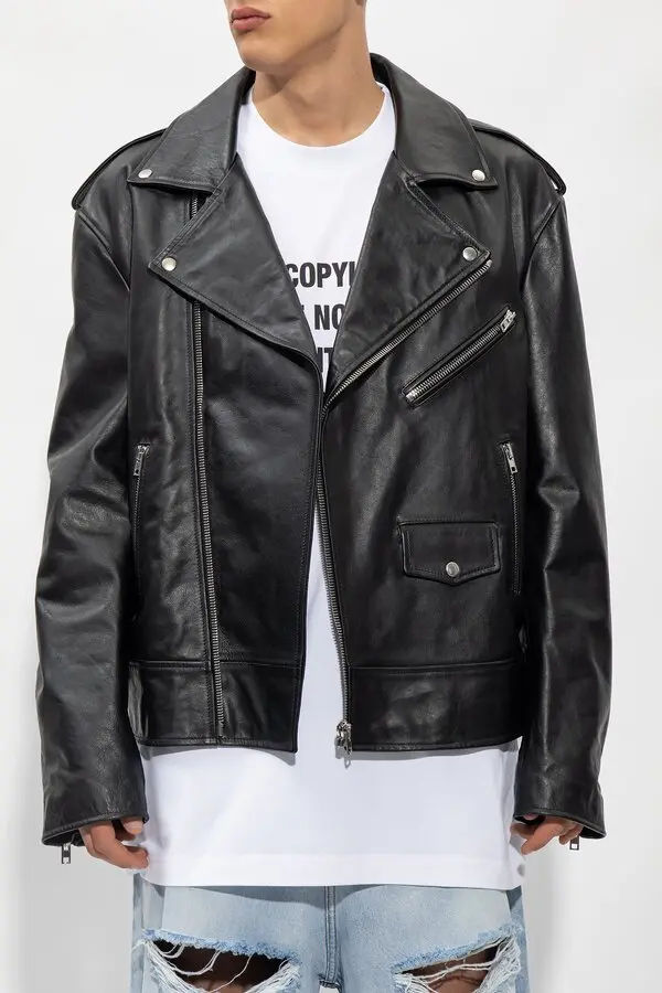 Vetements Long-sleeved Leather Biker Jacket