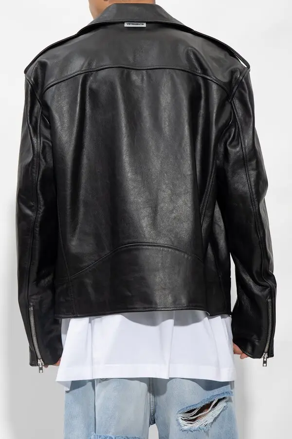 Vetements Long-sleeved Leather Biker Jacket