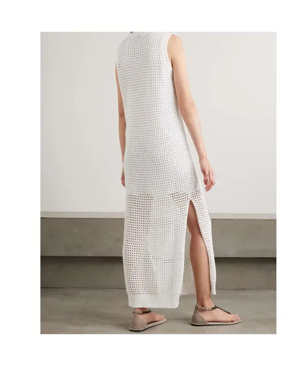 Brunello Cucinelli Sleeveless V-neck Maxi Dress With Side Slits