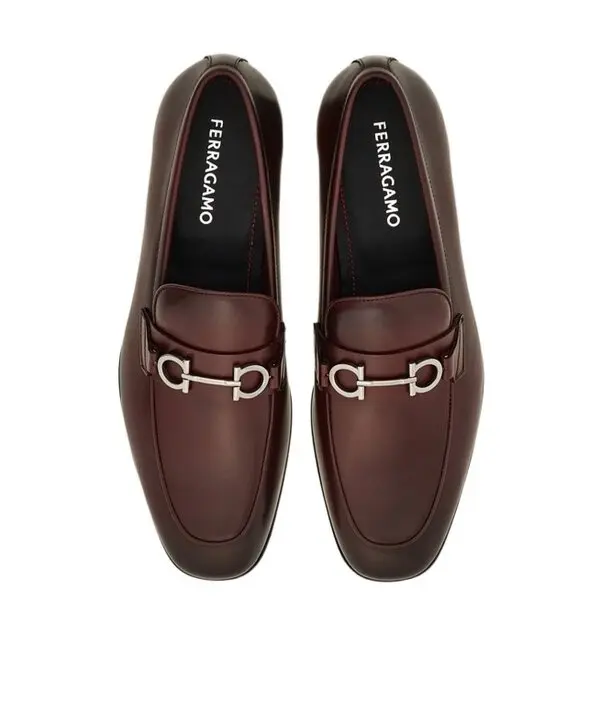 FERRAGAMO Gancini Embellished Loafers - Cordovan