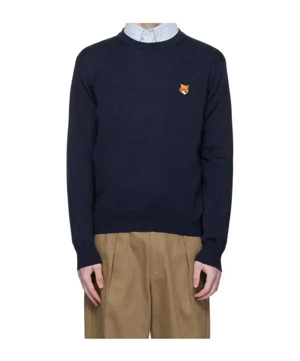 Maison Kitsuné Fox Head Embroidered Crewneck Jumper - Black