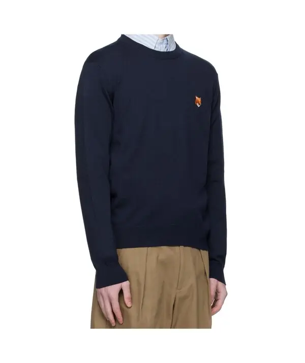 Maison Kitsuné Fox Head Embroidered Crewneck Jumper - Black