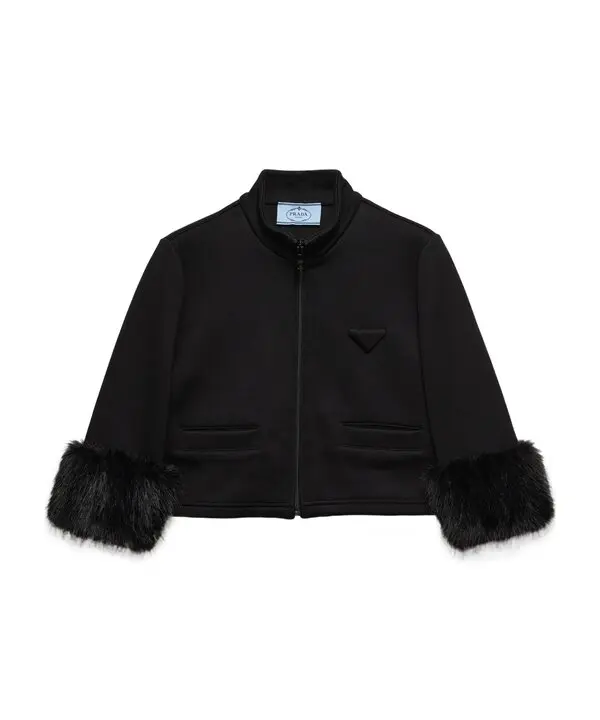 Prada Zipped Cropped Sweatshirt - Black