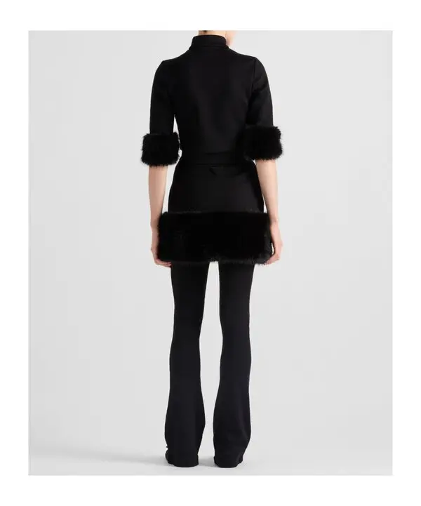 Prada Cropped Zip-up Sweatshirt With Fur Trim