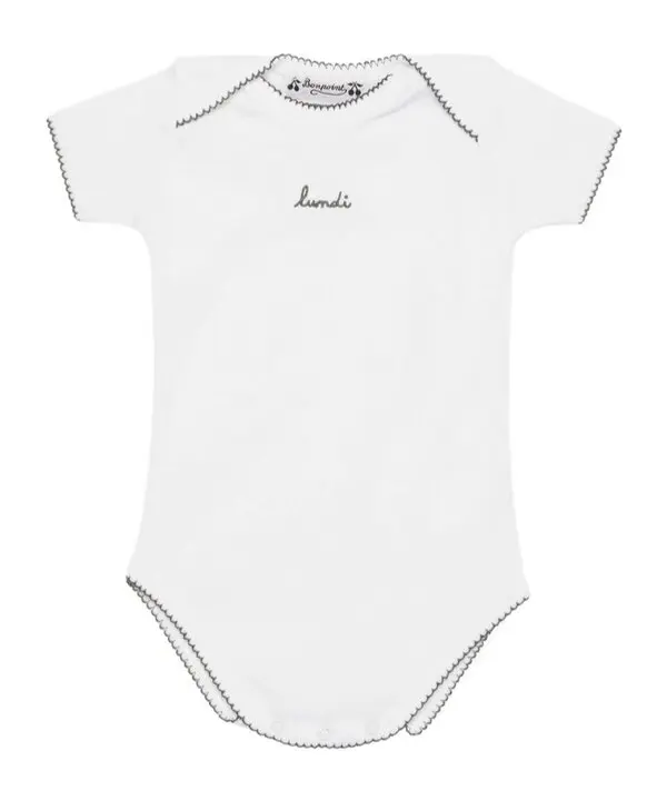 Bonpoint Days Of The Week Short-sleeved Bodysuits - White