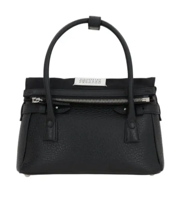 MAISON MARGIELA Top Handle Bag With Logo Patch - Black