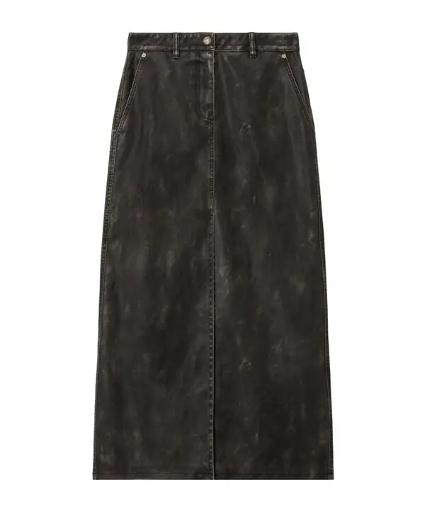 Palm Angels Curved Logo Coated Long Skirt - Dark Grey-black