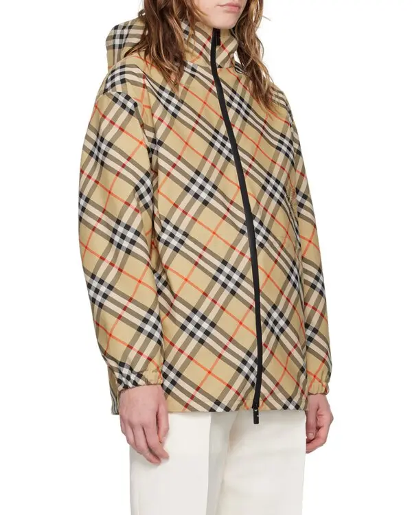 Burberry Checked Hooded Jacket With Equestrian Knight Decal