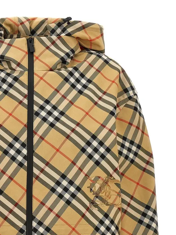 Burberry Checked Hooded Jacket With Equestrian Knight Decal