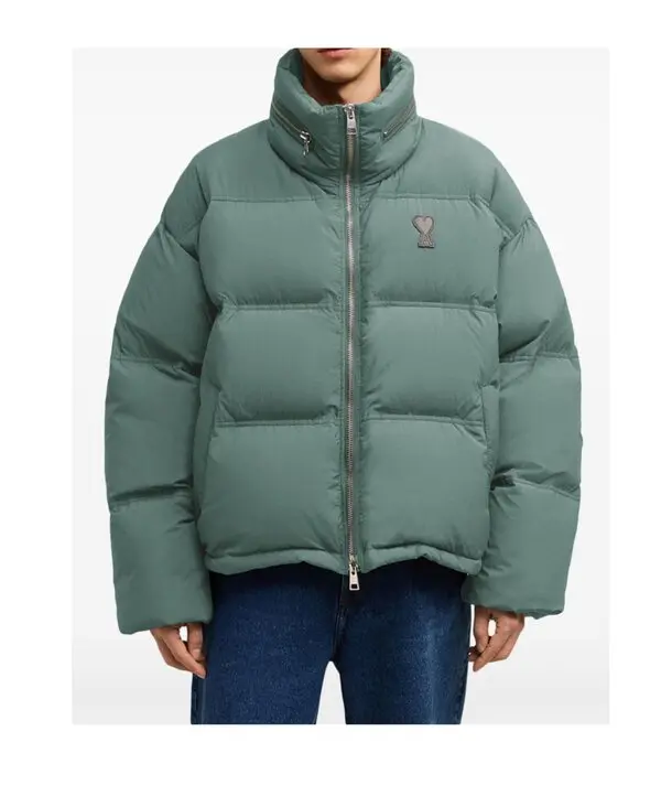 AMI Paris De Coeur Down Puffer Jacket With Invisible Hood