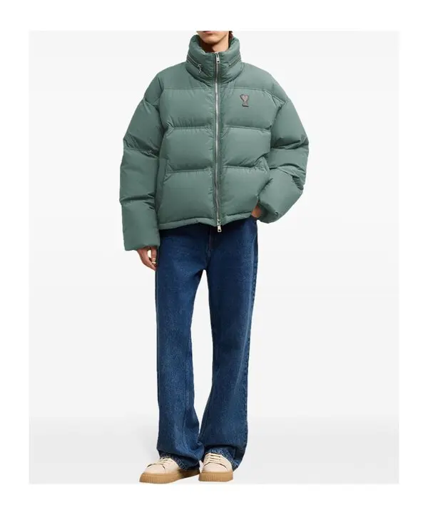 AMI Paris De Coeur Down Puffer Jacket With Invisible Hood