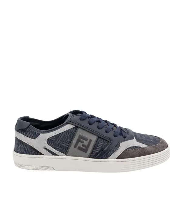Fendi Low-top Lace-up Sneakers With Ff Inlay - Black
