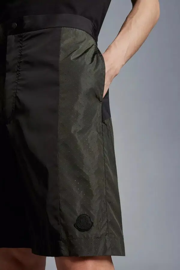 Moncler Nylon Shorts With Laser Cut Detailing