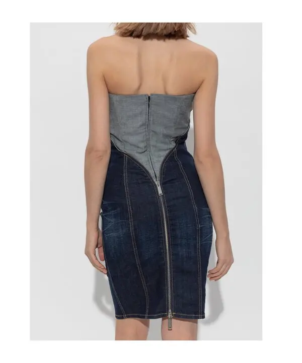 Dsquared2 Slim Fit Sleeveless Denim Mini Dress - Navy Blue