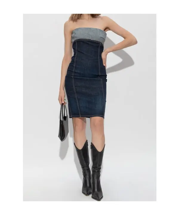 Dsquared2 Slim Fit Sleeveless Denim Mini Dress - Navy Blue