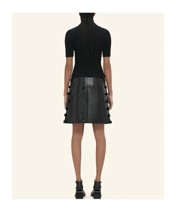 COURREGES Courrèges Rib Knit Short Sleeve Polo Shirt - Black