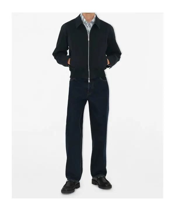 Burberry Long Sleeve Zip-up Shirt Jacket - Navy Blue