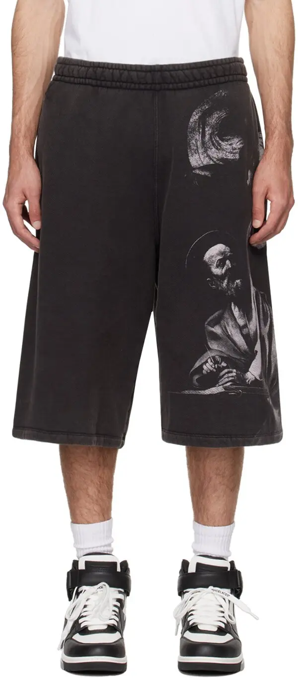 Off-White High Waisted Graphic Print Shorts