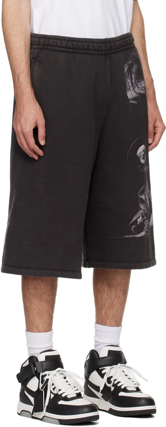 Off-White High Waisted Graphic Print Shorts