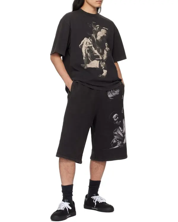 Off-White High Waisted Graphic Print Shorts