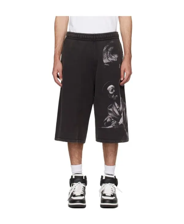 Off-White High Waisted Graphic Print Shorts