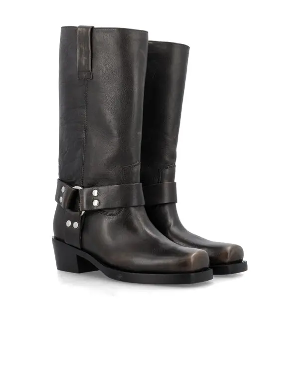 Paris Texas Roxy Brushed Leather Boots - Black