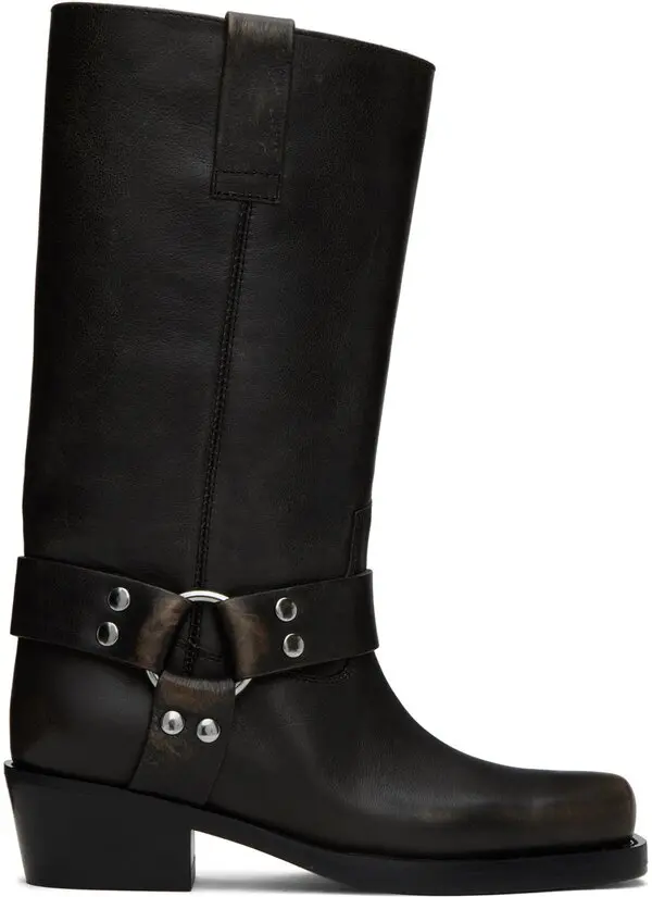 Paris Texas Roxy Brushed Leather Boots - Black