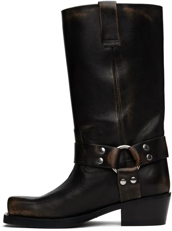 Paris Texas Roxy Brushed Leather Boots - Black
