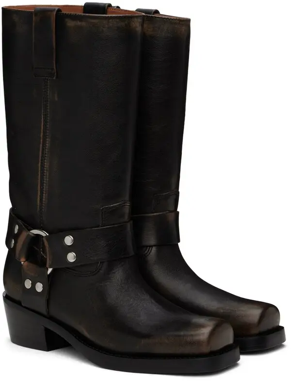Paris Texas Roxy Brushed Leather Boots - Black