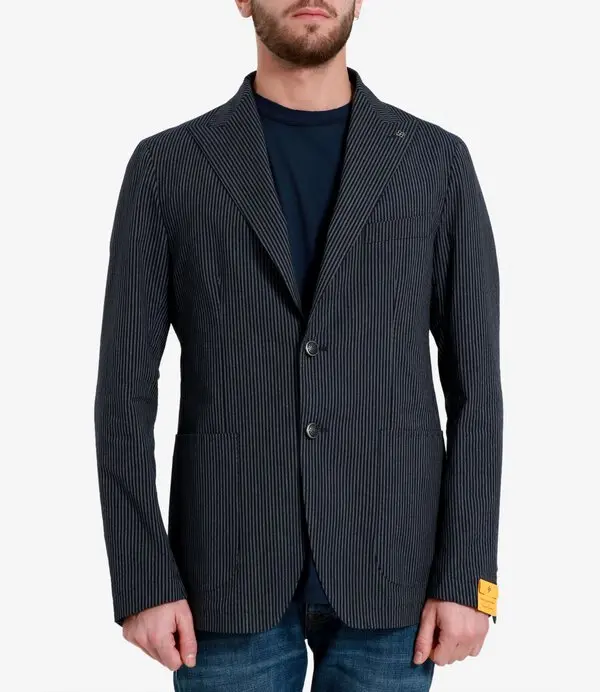 Tagliatore Long Sleeved Suit Jacket With Stripes And Lapel Detail